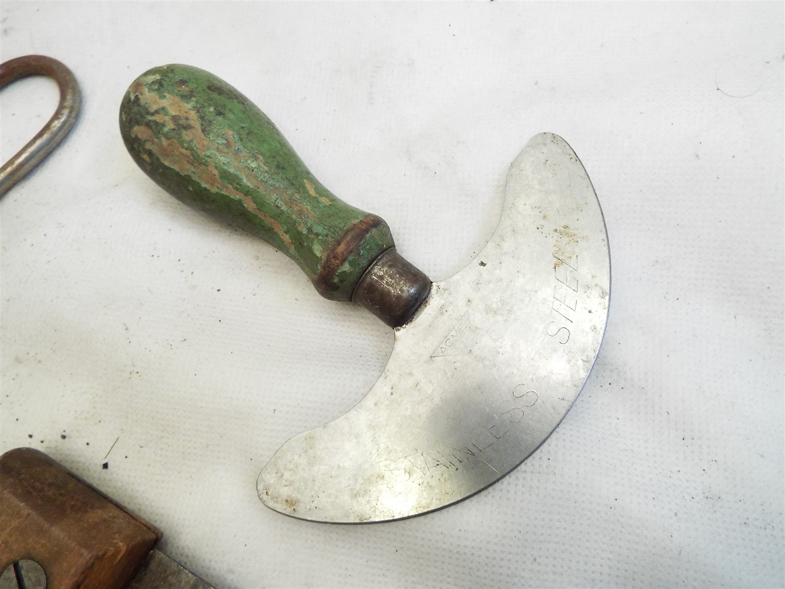 Vintage Kitchen Primitive Food Chopper Blade Lot Cast Iron Wood Tool ...
