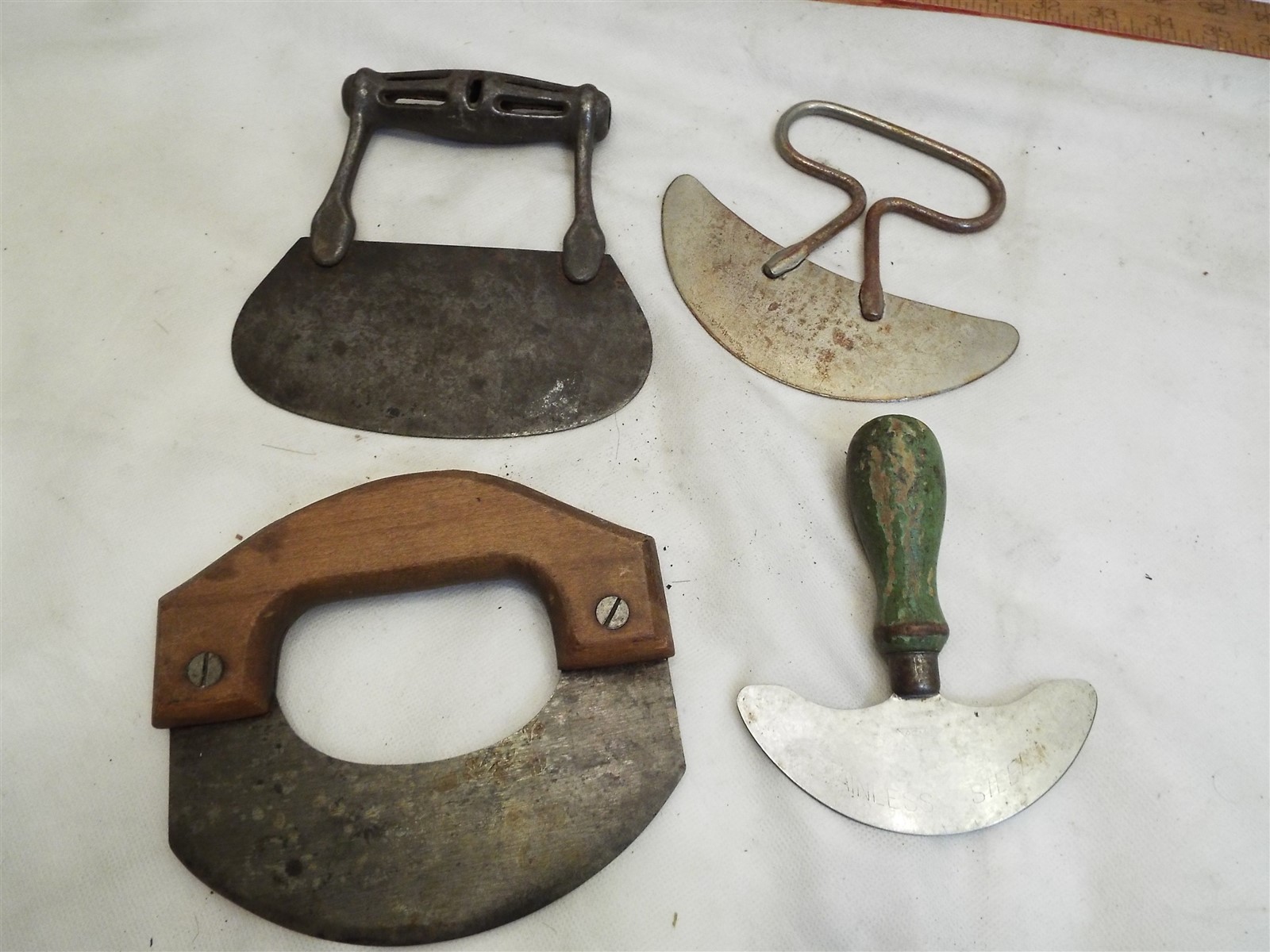 Vintage Kitchen Primitive Food Chopper Blade Lot Cast Iron Wood Tool ...
