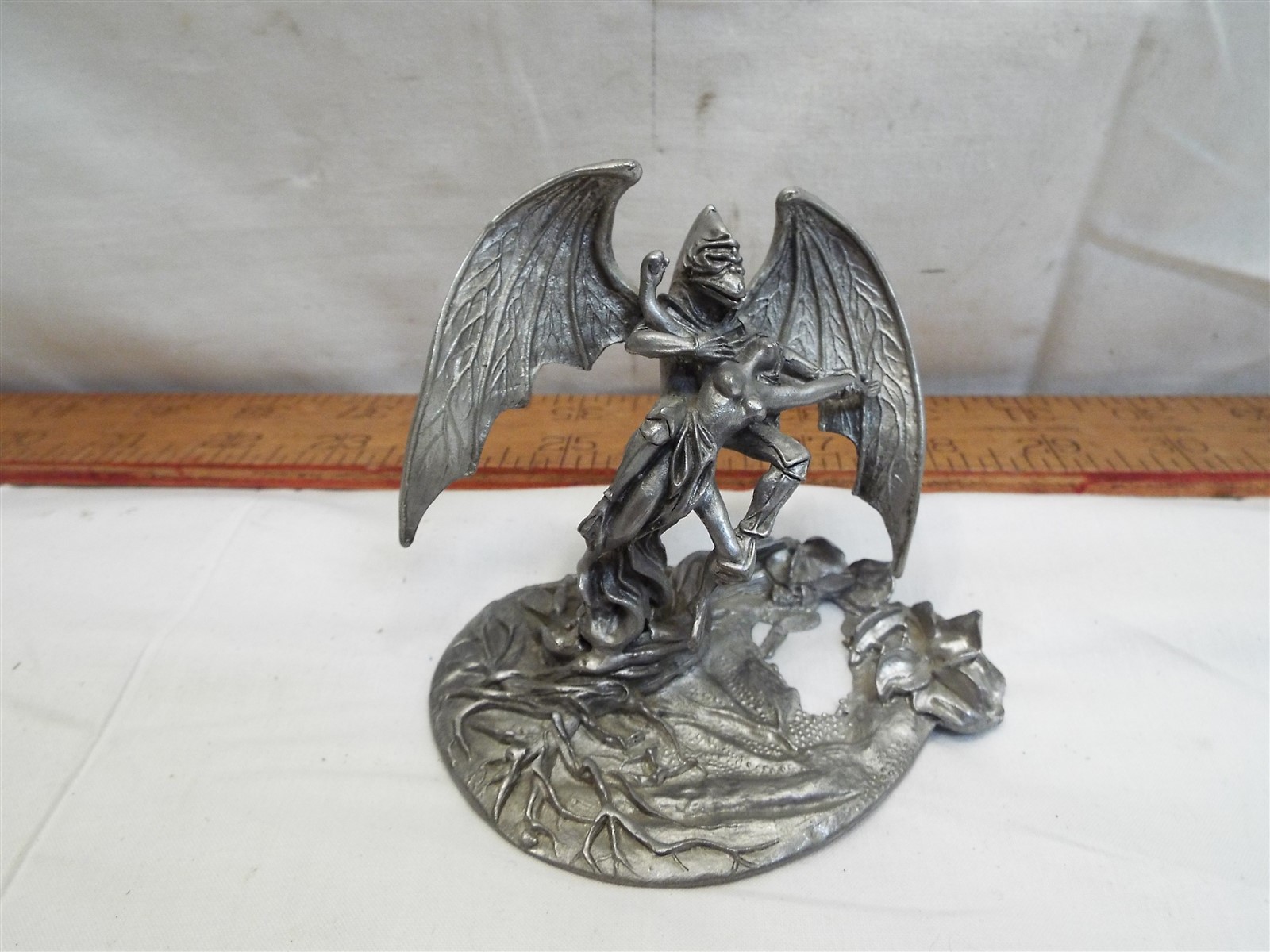 Sanderson Miniatures Pewter Sculpture Gargoyle w/Nude Lady Figurine ...