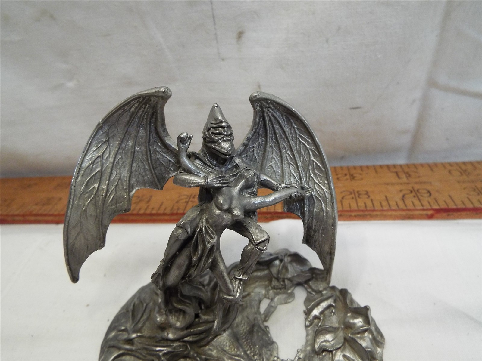 Sanderson Miniatures Pewter Sculpture Gargoyle w/Nude Lady Figurine ...